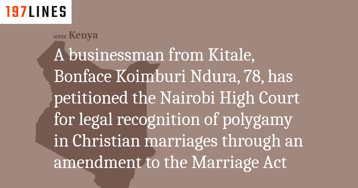 A Kenyan businessman from Kitale, Bonface Koimburi Ndura, 78, has petitioned the Nairobi High ...