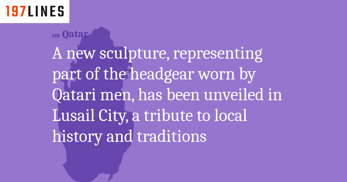 A new sculpture, representing part of the headgear worn by Qatari men ...