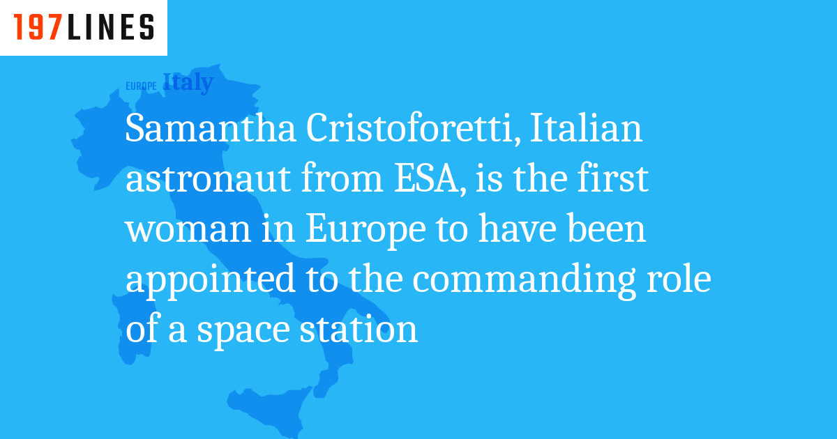 Samantha Cristoforetti, Italian astronaut from ESA, is the first woman in Europe to have been ...