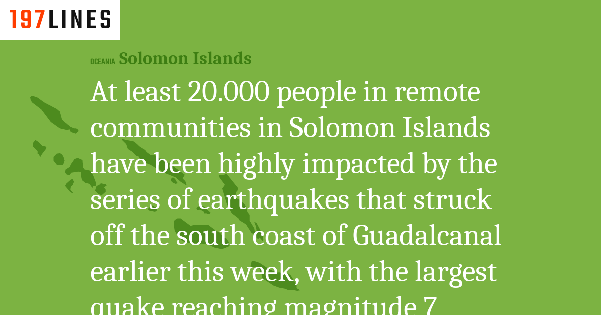 At least 20.000 people in remote communities in Solomon Islands have ...