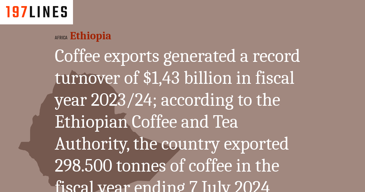 Coffee exports generated a record turnover of $1,43 billion in fiscal ...