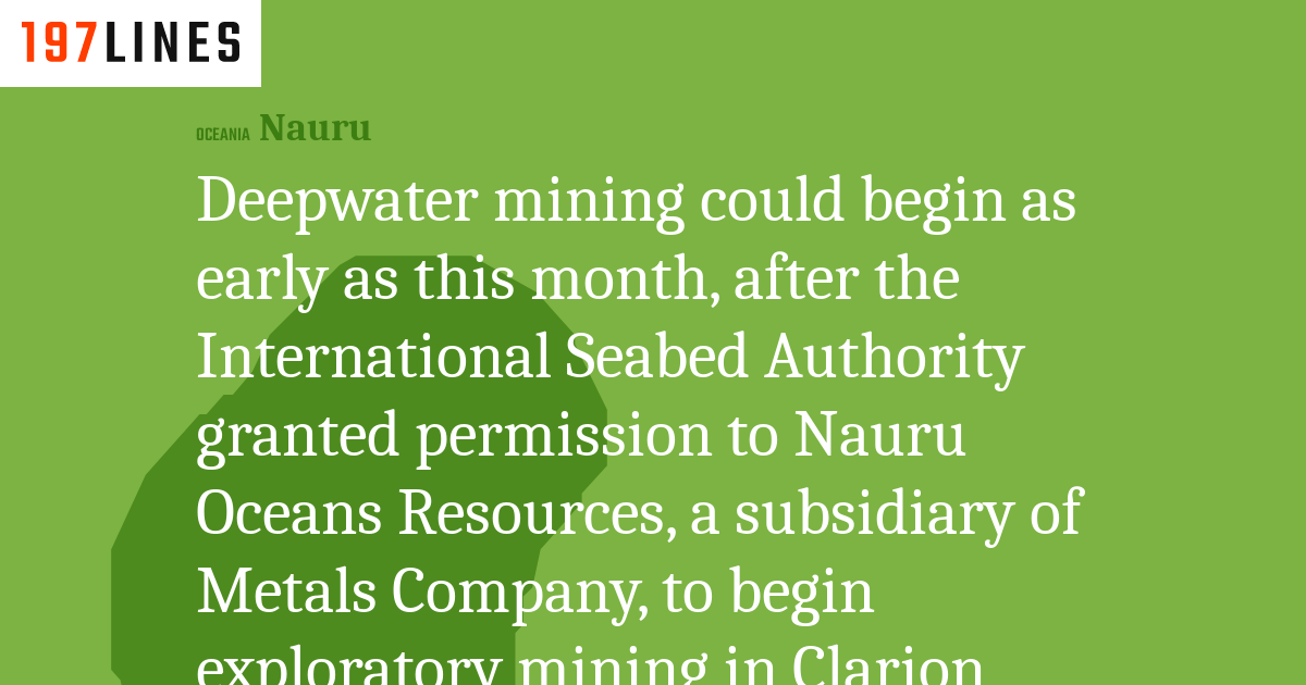Deepwater mining could begin as early as this month, after the ...