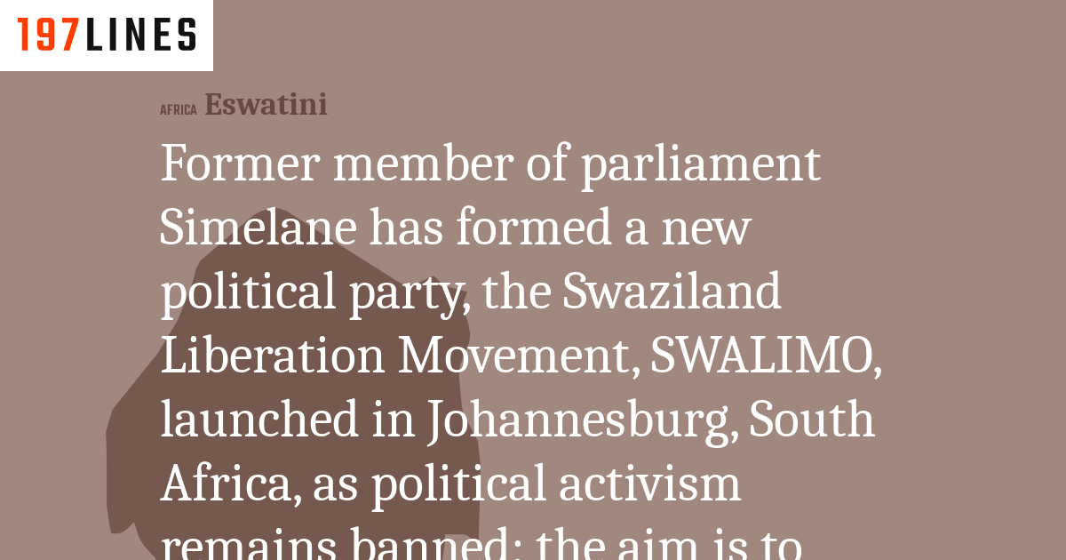 Former member of parliament Simelane has formed a new political party ...