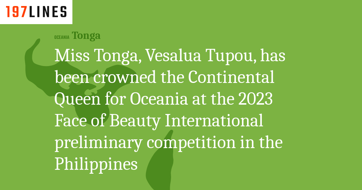 Miss Tonga, Vesalua Tupou, has been crowned the Continental Queen for ...