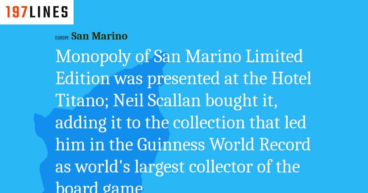 Monopoly of San Marino Limited Edition was presented at the Hotel ...