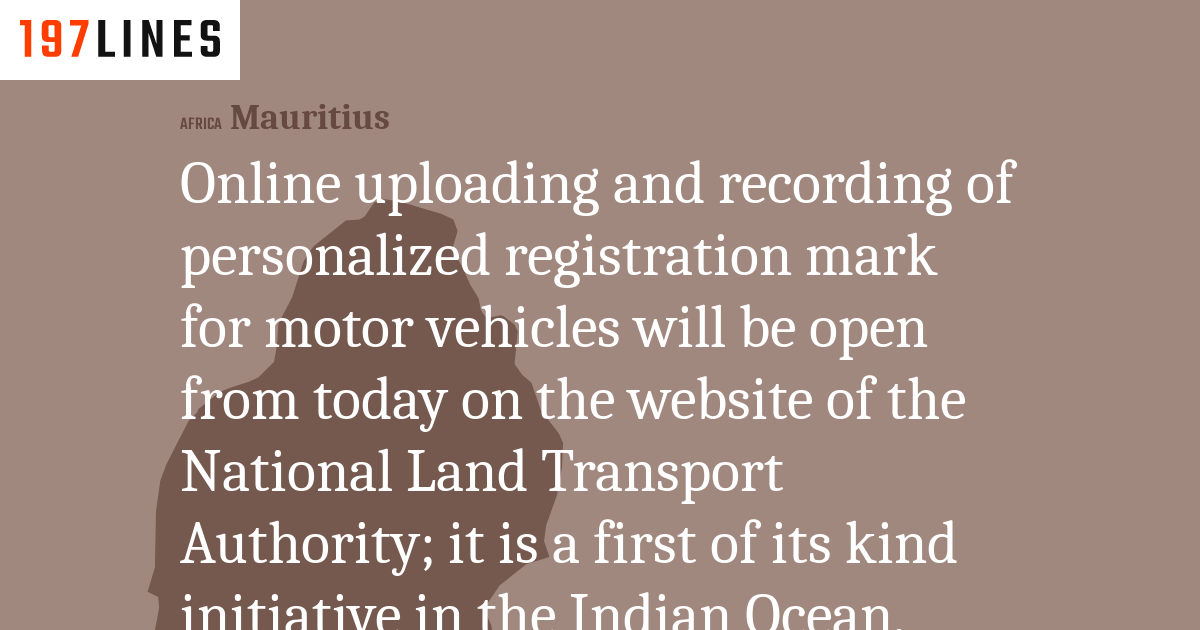 Online uploading and recording of personalized registration mark for ...