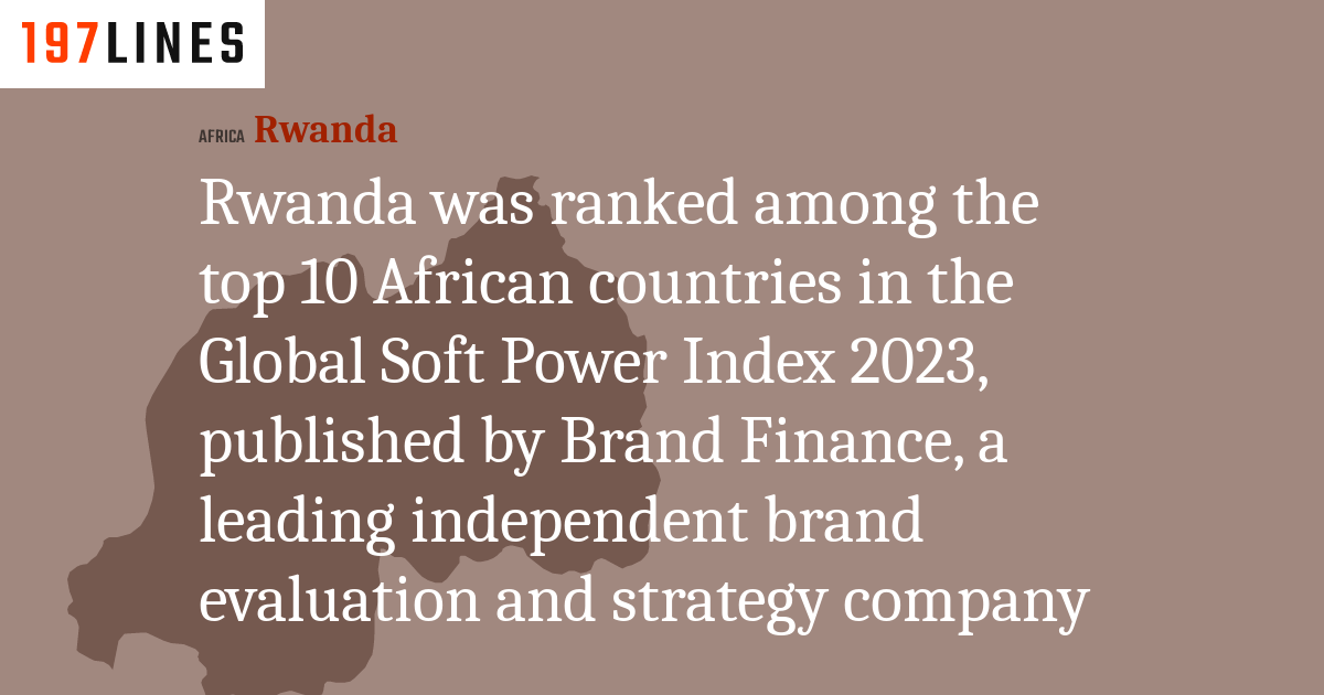 Rwanda was ranked among the top 10 African countries in the Global Soft ...