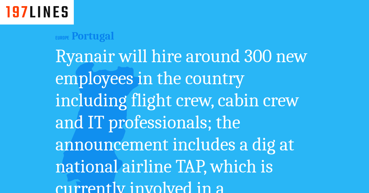 Ryanair will hire around 300 new employees in the country including ...