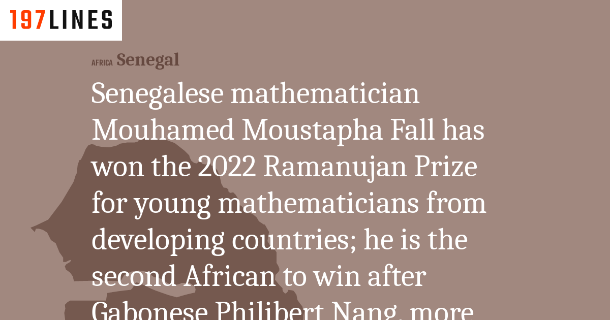 Senegalese mathematician Mouhamed Moustapha Fall has won the 2022 ...