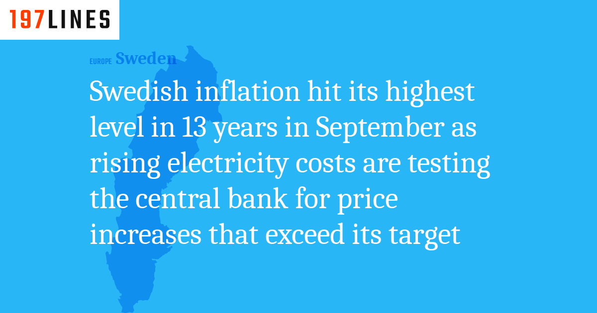 Swedish inflation hit its highest level in 13 years in September as ...