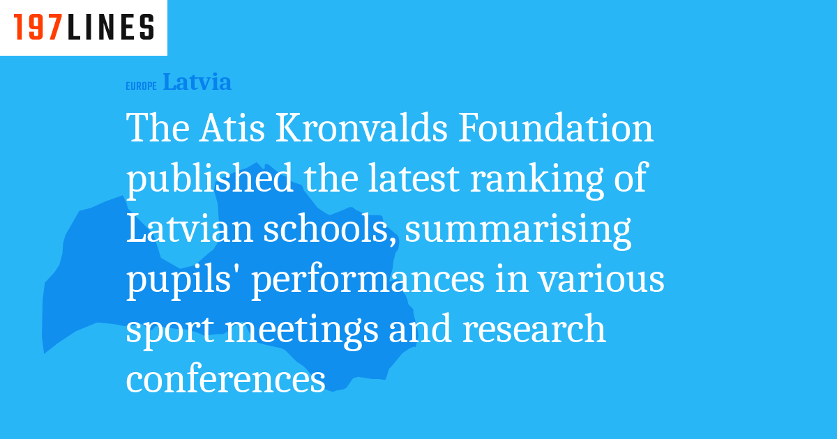 The Atis Kronvalds Foundation published the latest ranking of Latvian ...