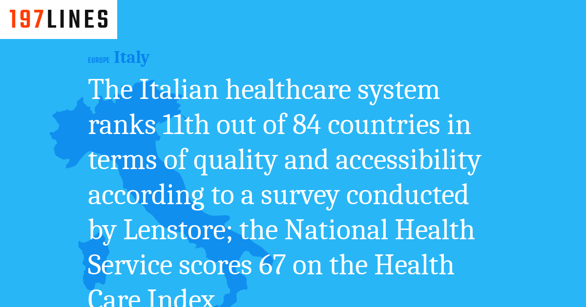 The Italian healthcare system ranks 11th out of 84 countries in terms ...