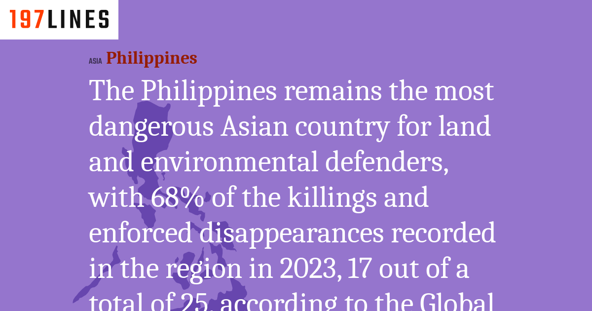 The Philippines remains the most dangerous Asian country for land and ...