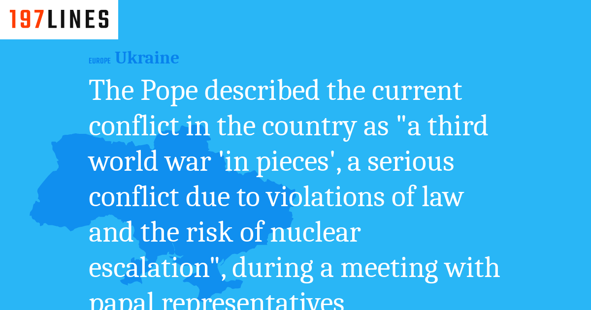 The Pope described the current conflict in the country as "a third ...