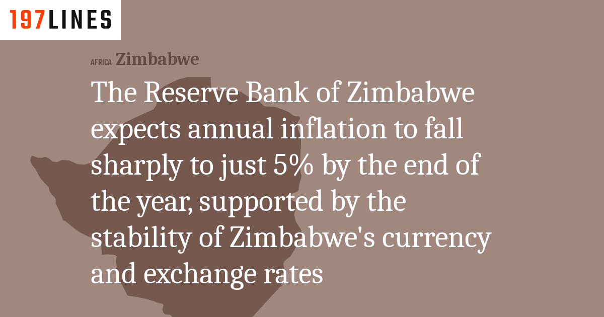 The Reserve Bank of Zimbabwe expects annual inflation to fall sharply ...