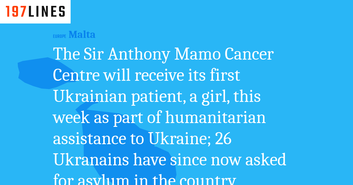 The Sir Anthony Mamo Cancer Centre will receive its first Ukrainian ...