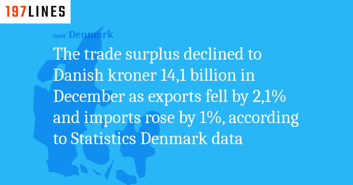 The trade surplus declined to Danish kroner 14,1 billion in December as ...