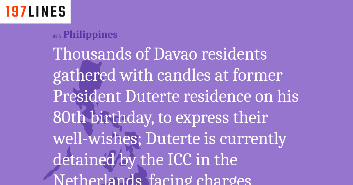 Thousands of Davao residents gathered with candles at former President ...